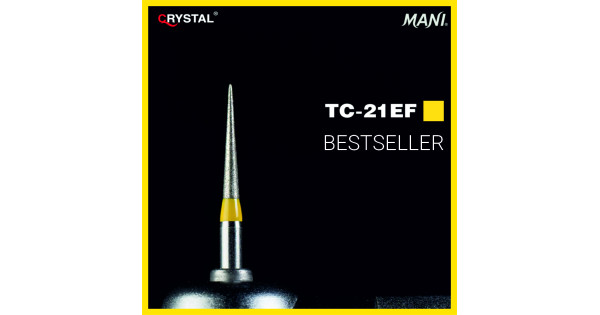 Алмазний бор TC-21EF (Taper Conical - Конусоподібний плоский кінчик). Конус, ISO 165/011, жовтий ...